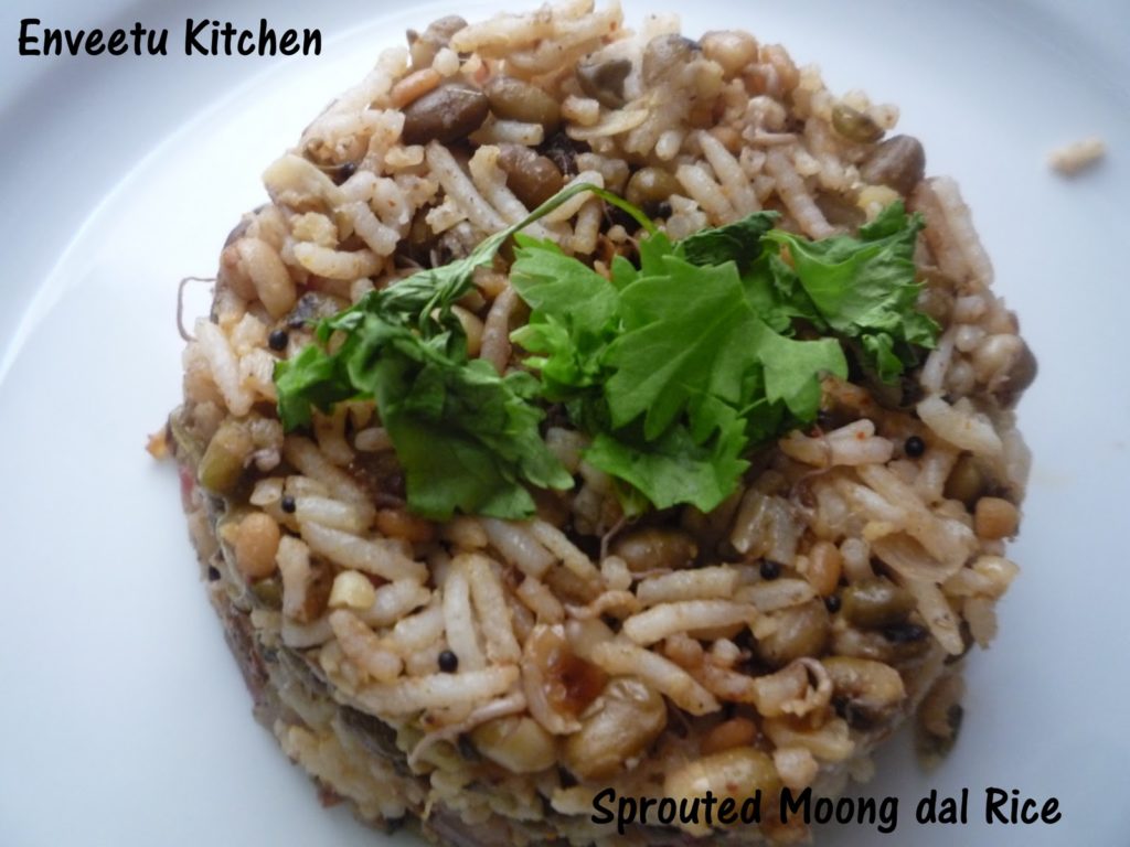 Sprouted Moong Dal Rice - I camp in my kitchen
