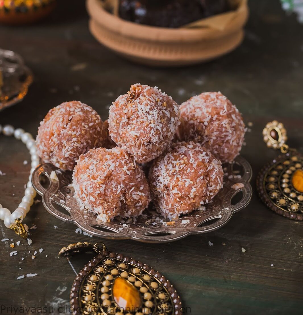 Gulkand Ladoo | Coconut Rose Ladoo | Easy Dessert Recipe - I camp in my ...