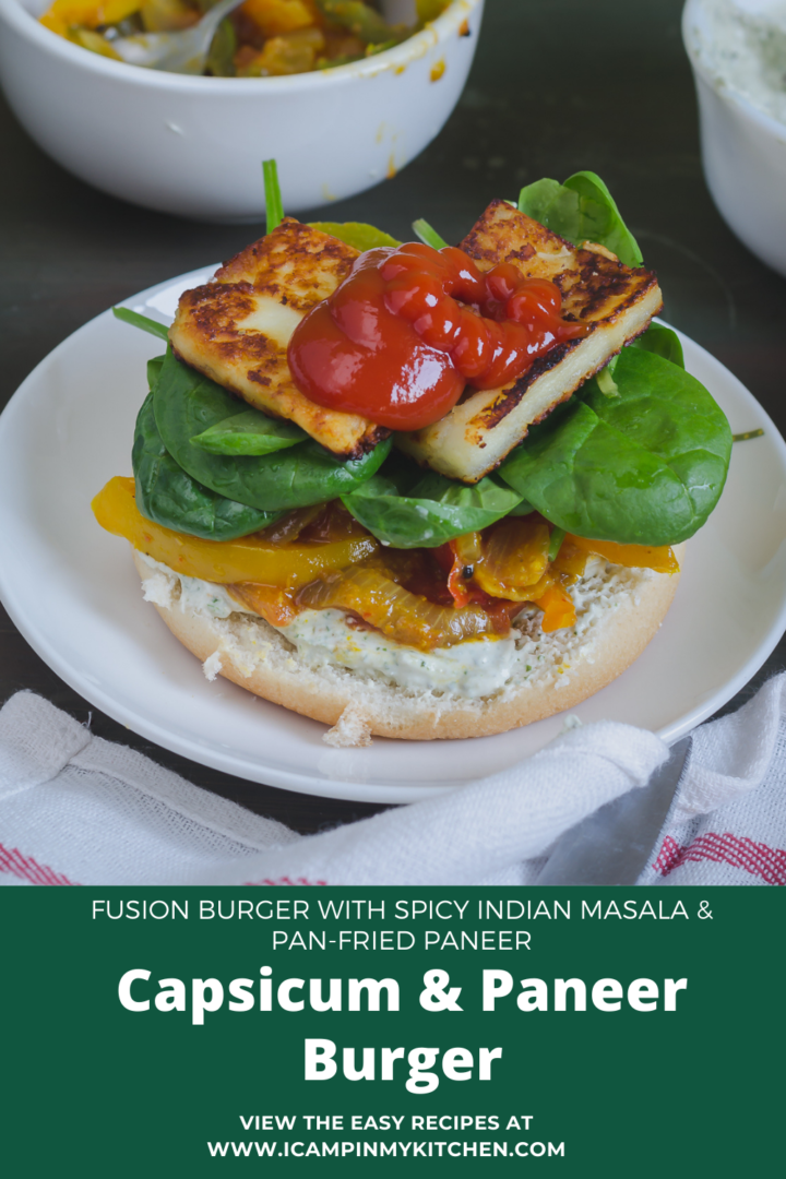 Capsicum & Paneer Burger %- I camp in my kitchen