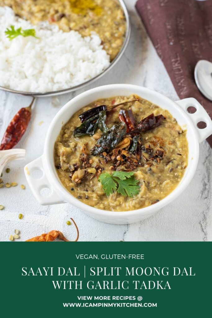 I camp in my kitchen - Saayi Dal - Split Moong dal with garlic tadka