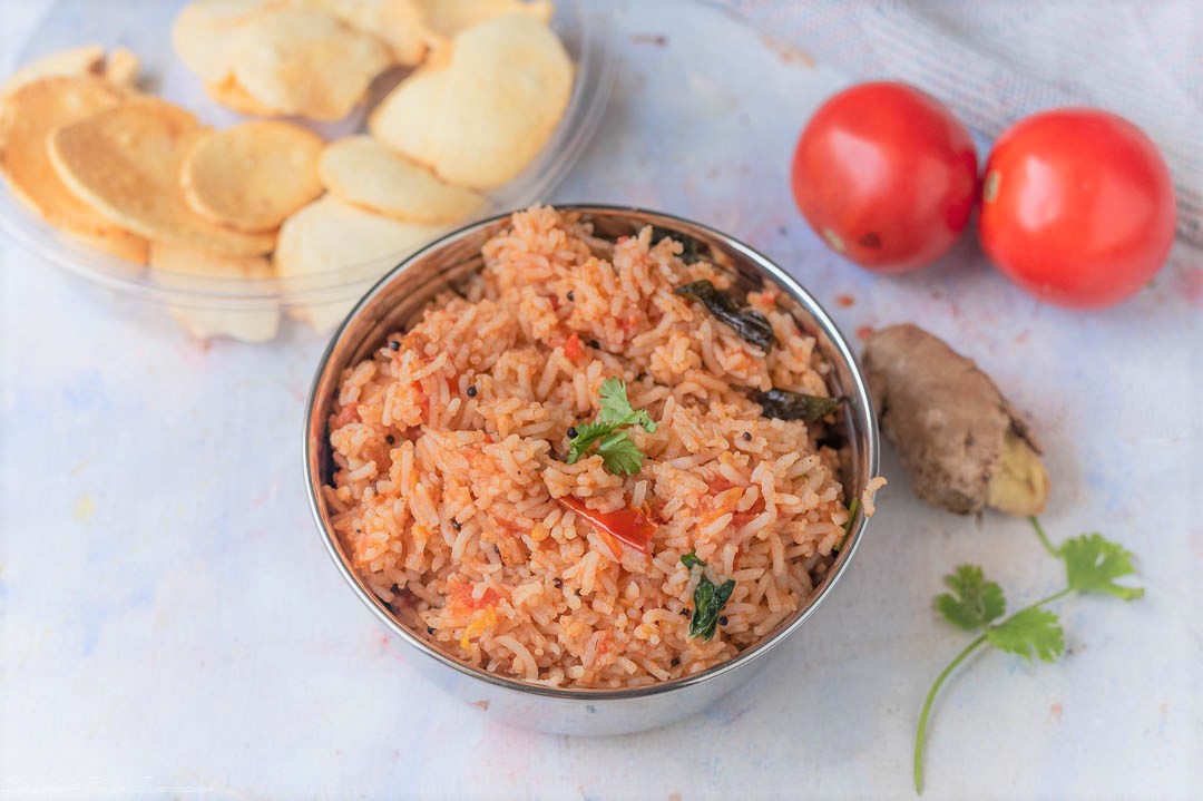 South-Indian Tomato Rice |Thakkali Sadam - I camp in my kitchen