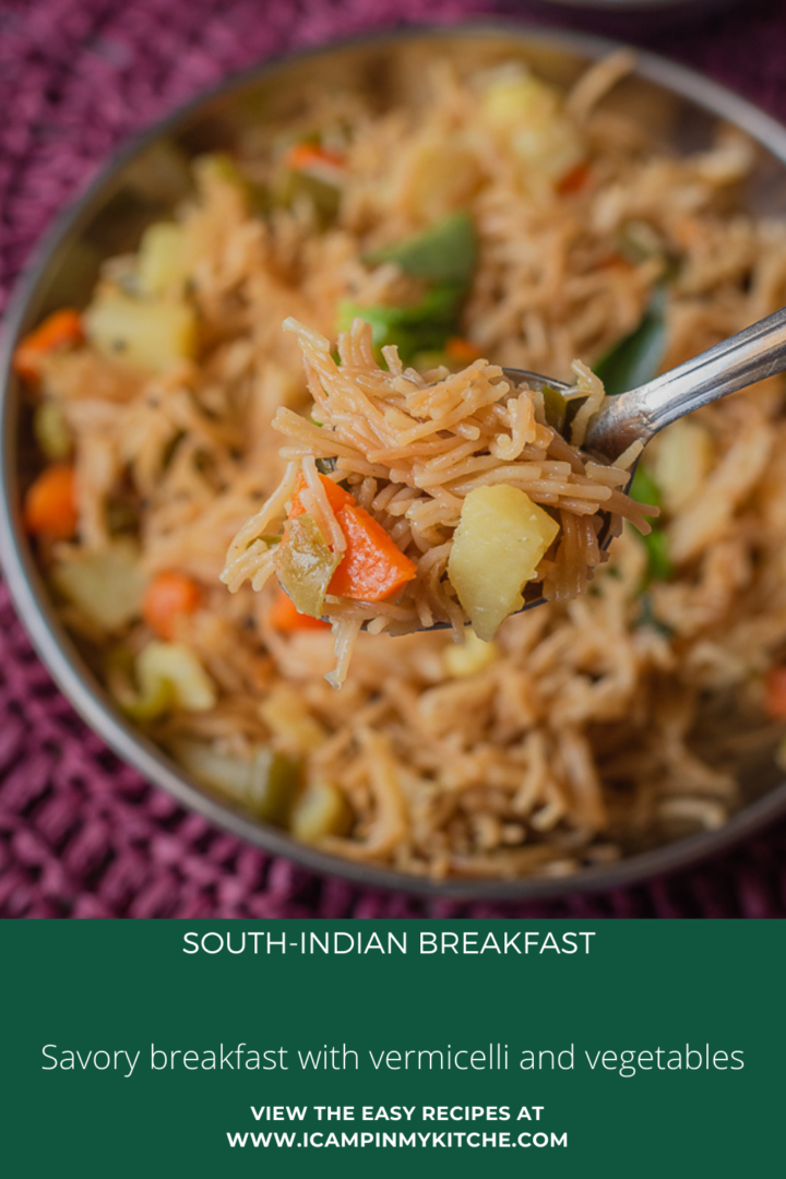 Semiya Upma | Vermicelli Upma | Noodles Upma - I camp in my kitchen
