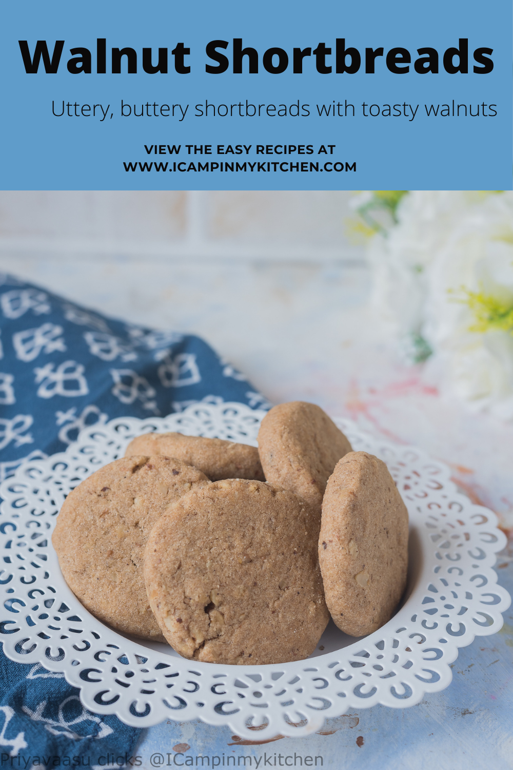 Walnut Shortbreads | Shortbread Cookies Recipe - I camp in my kitchen