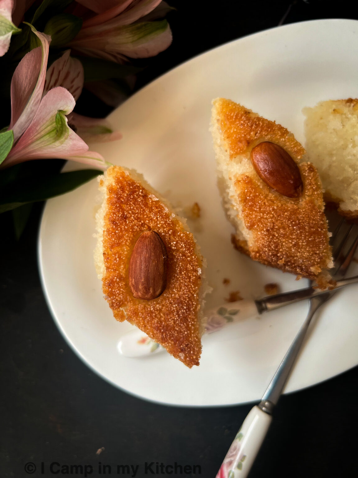 Basbousa | Semolina Cake | Middle Eastern Sweet Cake - I camp in my kitchen