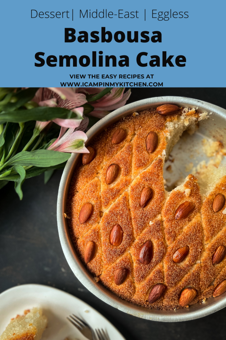 Basbousa | Semolina Cake | Middle Eastern Sweet Cake - I camp in my kitchen