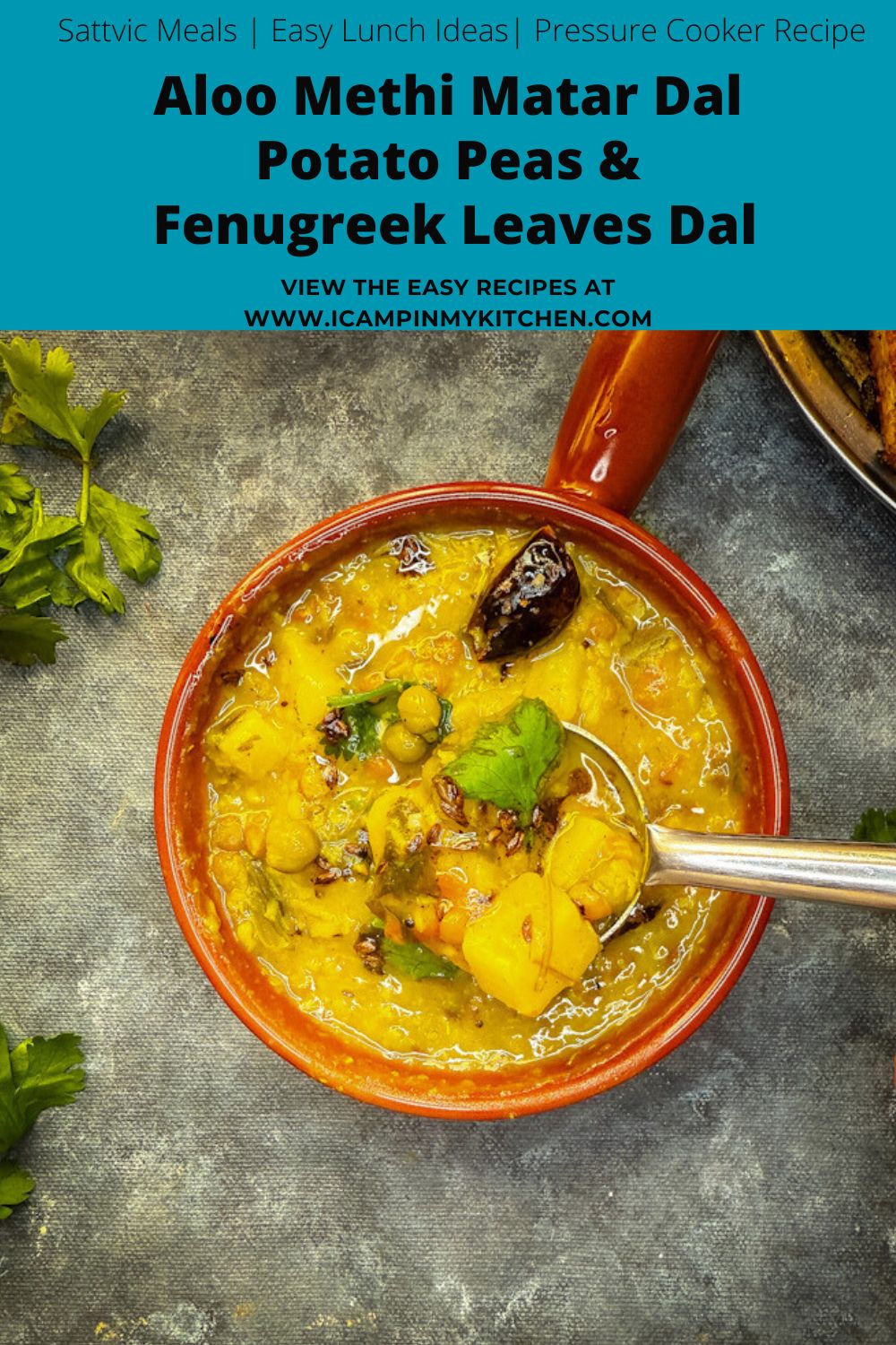 Aloo Methi Matar Dal | Potato Dal | Lunch Thali #15 - I camp in my kitchen